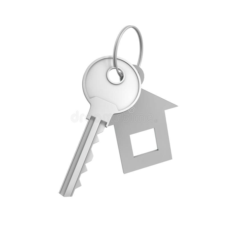 3d Rendering of a Single Silver Key with Label Isolated on White ...