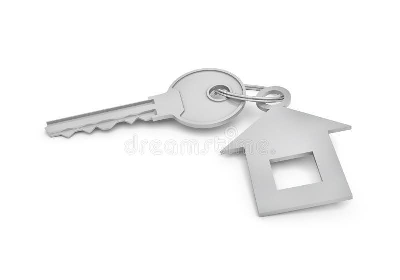 3d Rendering of a Single Silver Key with Label Isolated on White ...