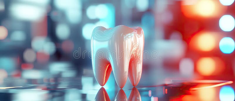A 3D Rendering of a Single Tooth with a Glossy Finish Against a ...