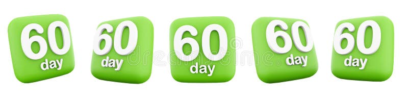 3d Rendering Sixty Days To Go Different Positions Icon Set. 3d Render ...