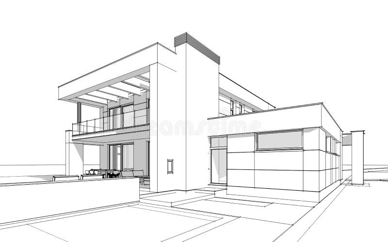3d Rendering Sketch of Modern House Stock Illustration - Illustration ... 3d Rendering Sketch of Modern House Stock Illustration - Illustration ...