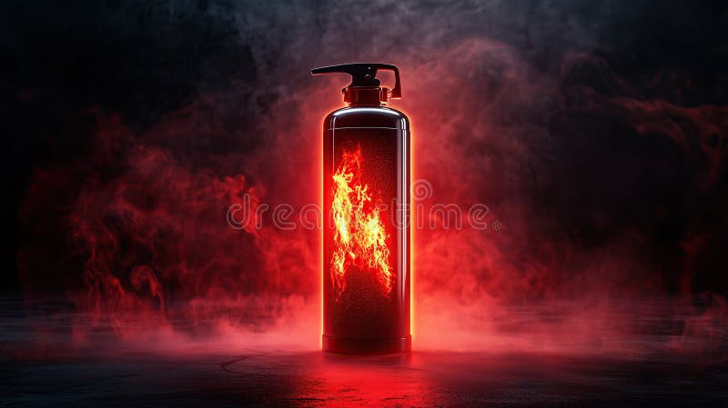 3D Rendering of a Sleek Modern Fire Extinguisher with Dynamic Fire ...