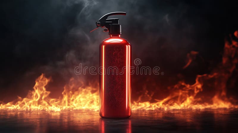 3D Rendering of a Sleek Modern Fire Extinguisher with Dynamic Fire ...