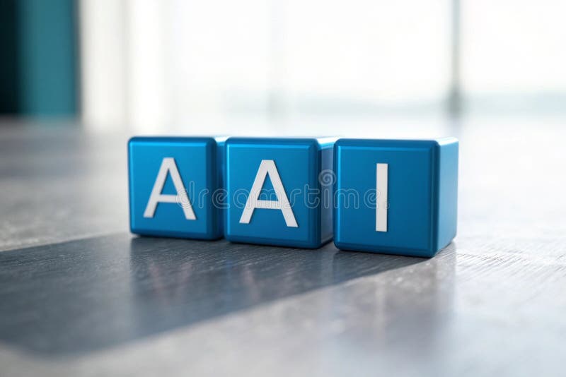 3D AI Letters Formed with Small Blue Boxes Stock Illustration ...
