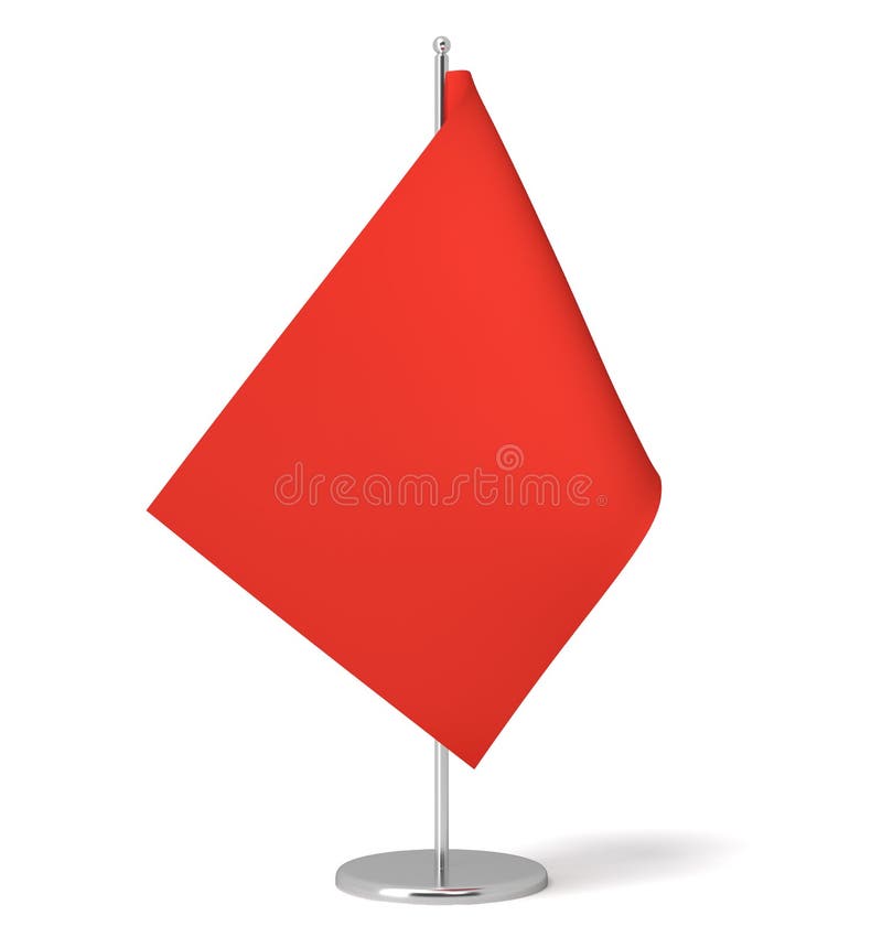 3d Rendering of a Small Red Rectangular Flag on a Table Post Standing ...