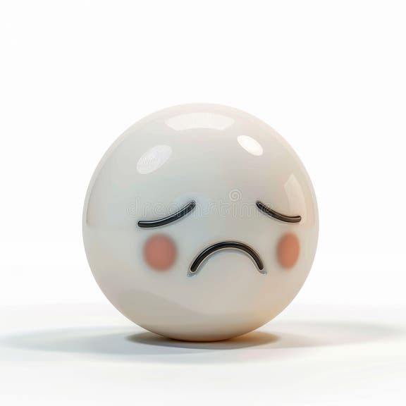Sad 3D Emoji Sphere: Depressed Cartoon Character Illustration Stock ...
