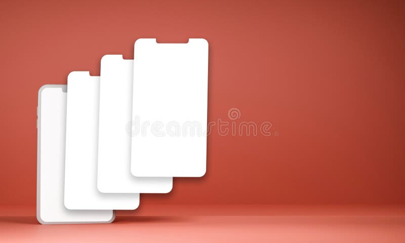 3D Rendering Smartphone with Blank App Screens Mockup on Burnt Red ... 3D Rendering Smartphone with Blank App Screens Mockup on Burnt Red ...