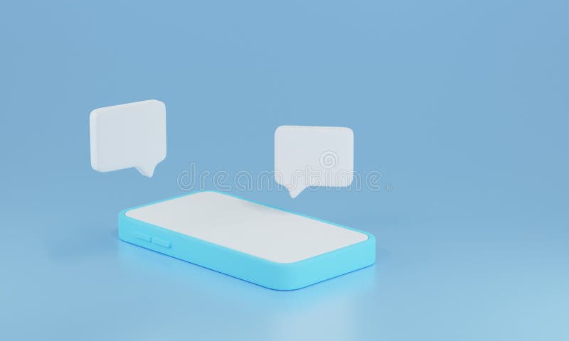 3D Rendering Smartphone and Message Speech Bubble Stock Illustration ...