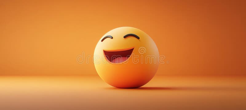 3D Rendering a Smiling Emoji on an Orange Background, Evoking Positive ...