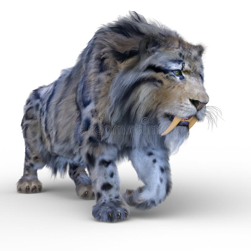 3D rendering of a smilodon stock illustration. Illustration of pose ...