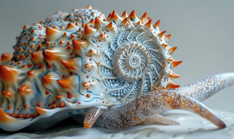 A 3D Rendering of a Snail Shell with Intricate Geometric Patterns and ...