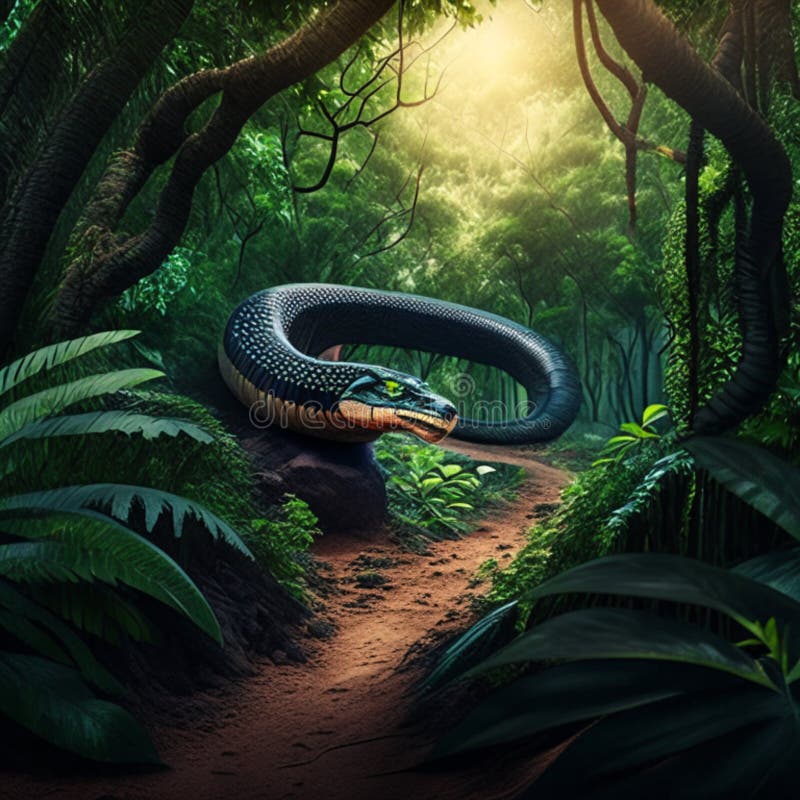 3d Rendering of a Snake in the Jungle with a Path Leading To it ...