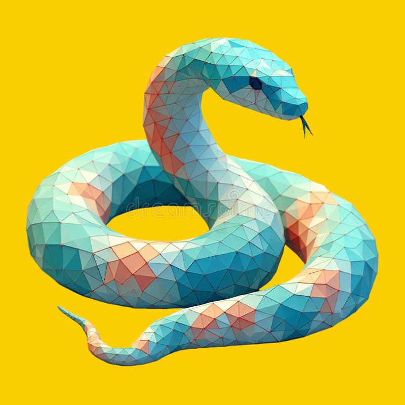 3D Rendering of a Snake Low Polygon Isolated Stock Illustration ...