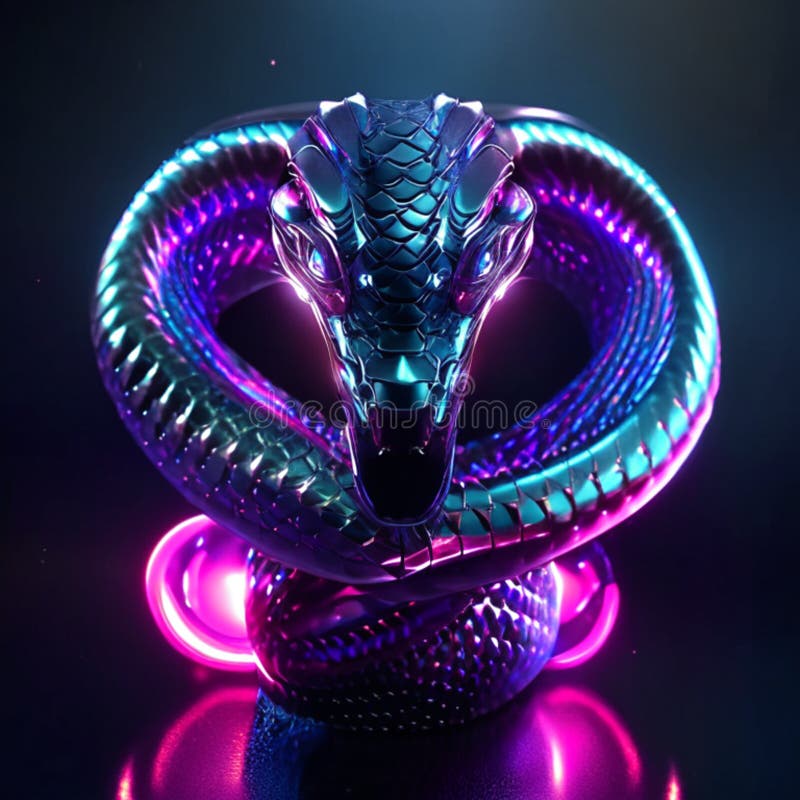 3d Rendering of Snake in Neon Light. 3d Illustration Stock Illustration ...