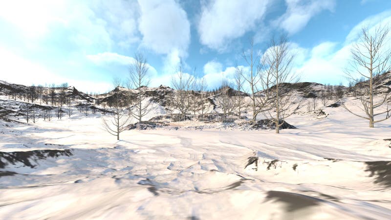 3D Rendering of the Snow Field Stock Illustration - Illustration of ...