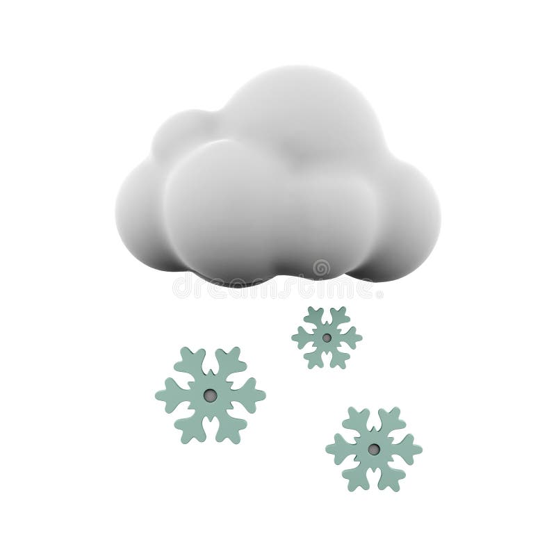 3d Rendering Snowfall Icon. 3d Render Snow with Cloud Icon. Snowfall ...