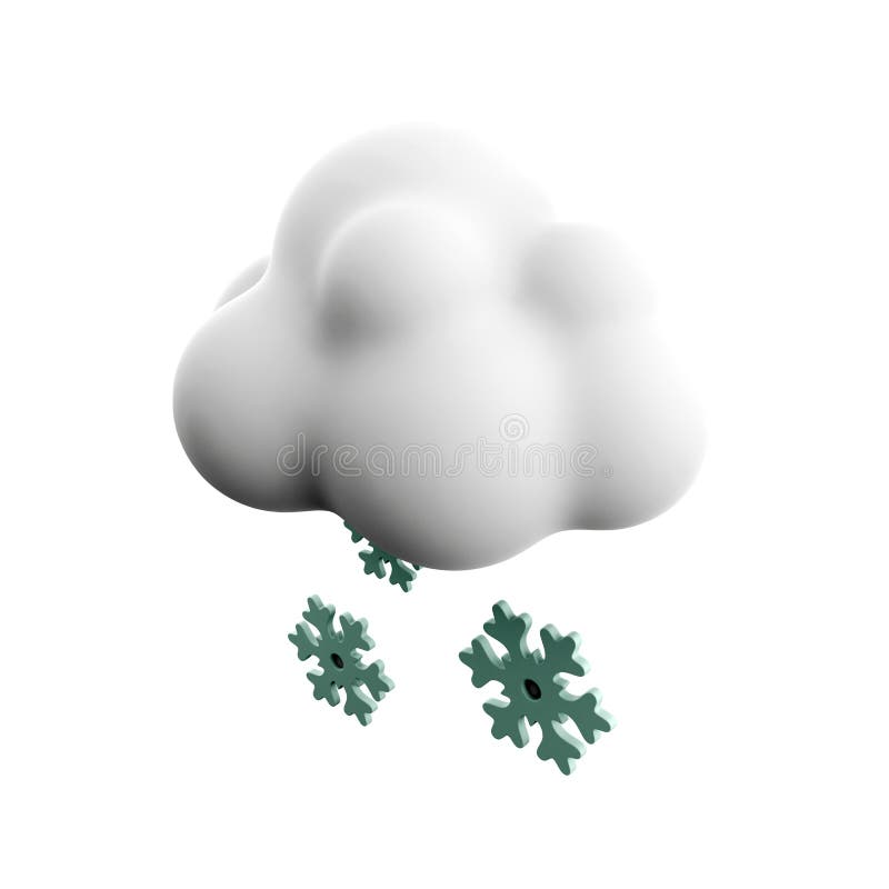 3d Rendering Snowfall Icon. 3d Render Snow with Cloud Icon. Snowfall ...