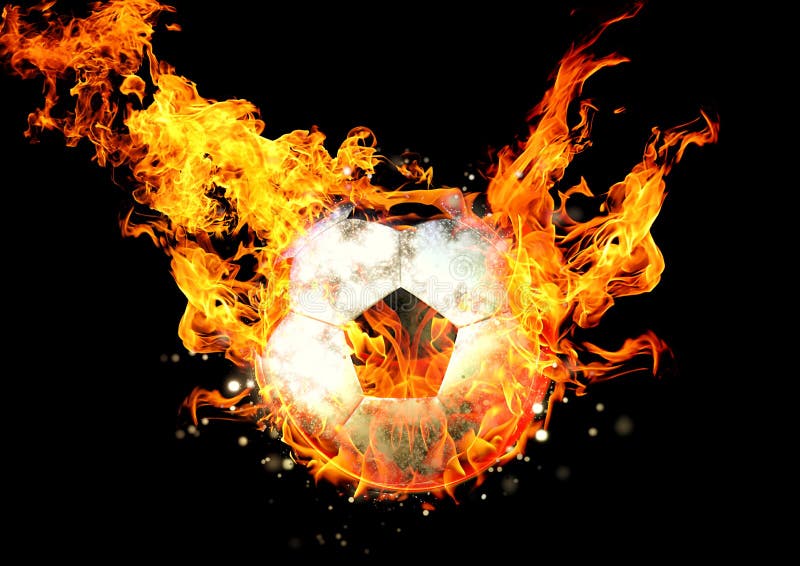3d Rendering Soccer Ball Background with Composite Flame Effect Stock ...