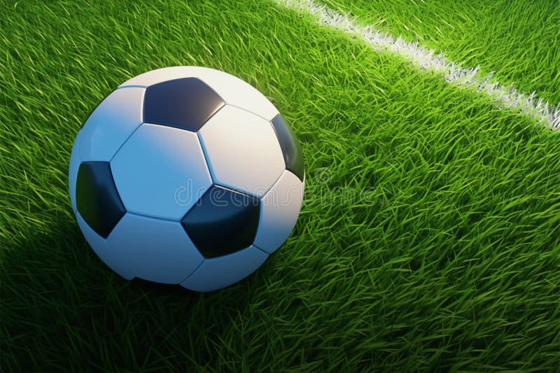 3D Rendering Soccer Ball Basic Pattern on Vibrant Green Field Stock ...