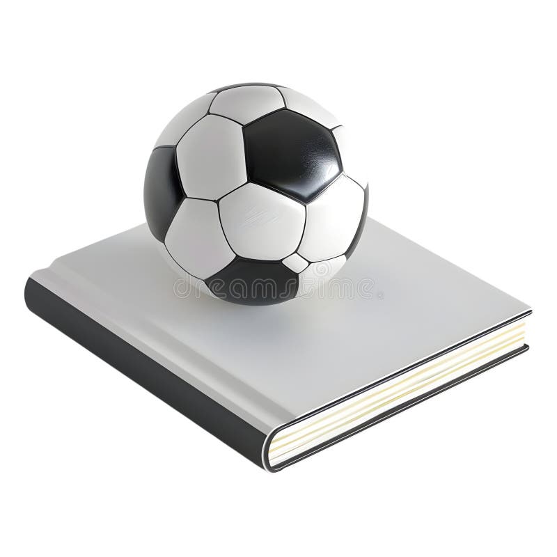 3D Rendering of a Soccer or Football on Book on Transparent Background ...