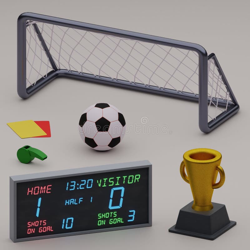 3D Rendering of Soccer Football Set Stock Illustration - Illustration ...