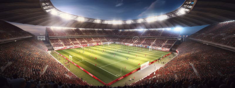 3D Rendering Soccer Stadium Filled with Lots of People Generative AI ...