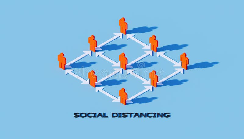3d Rendering of Social Distancing Concept Stock Illustration ...