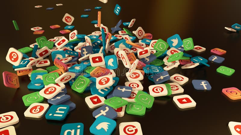3d Rendering Social Networking Icons Editorial Image - Illustration of ...