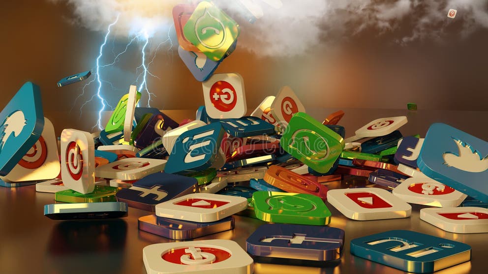 3d Rendering Social Networking Icons Editorial Image - Illustration of ...