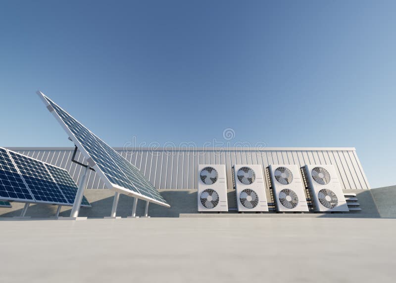 3d Rendering of Solar Panel, Condenser Unit. Stock Illustration ...