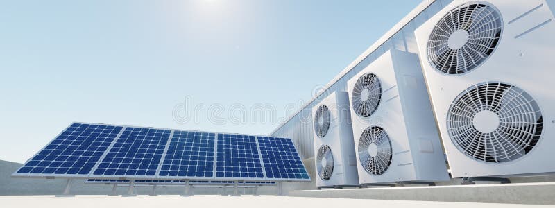 3d Rendering of Solar Panel, Condenser Unit. Stock Illustration ...