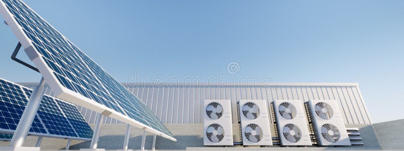 3d Rendering of Solar Panel, Condenser Unit. Stock Illustration ...