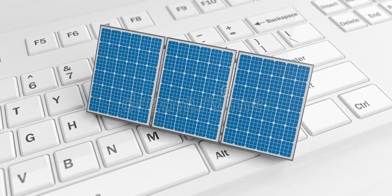 3d Rendering Solar Panels on a Keyboard Stock Illustration ...