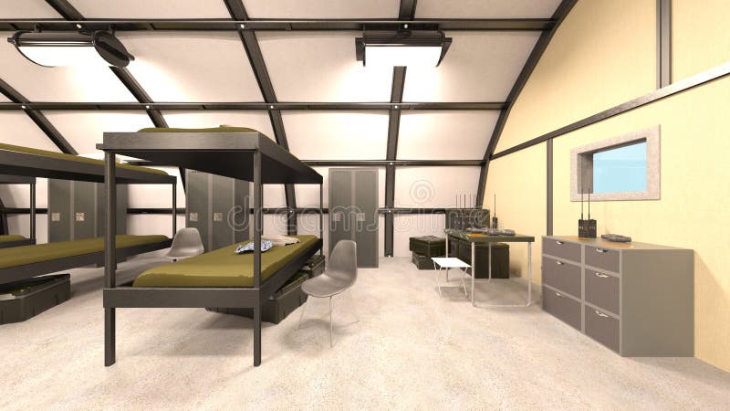 3D Rendering of the Soldier Waiting Room Stock Illustration ...