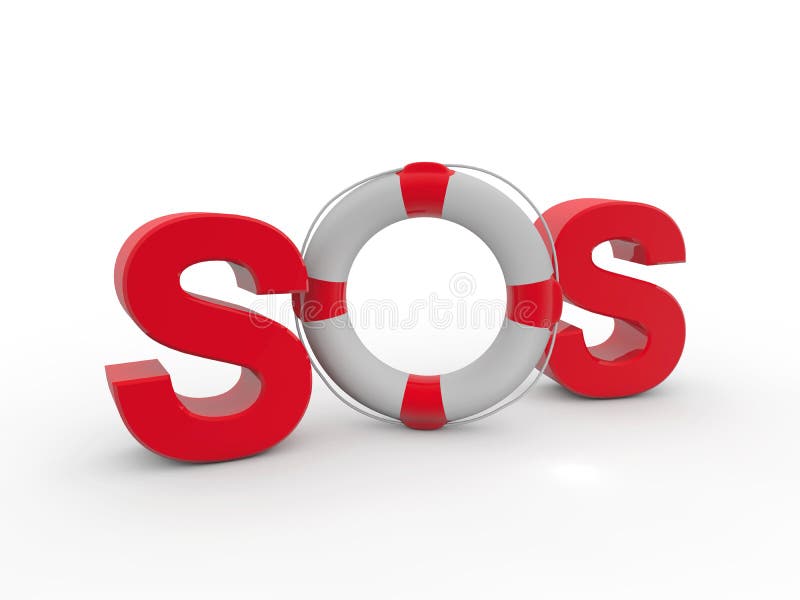 3D Rendering of the SOS Inscription Isolated on a White Background ...