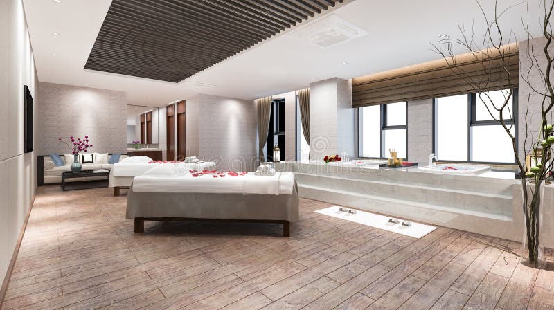 3d Rendering Spa and Massage Wellness in Hotel Suite Stock Illustration ...