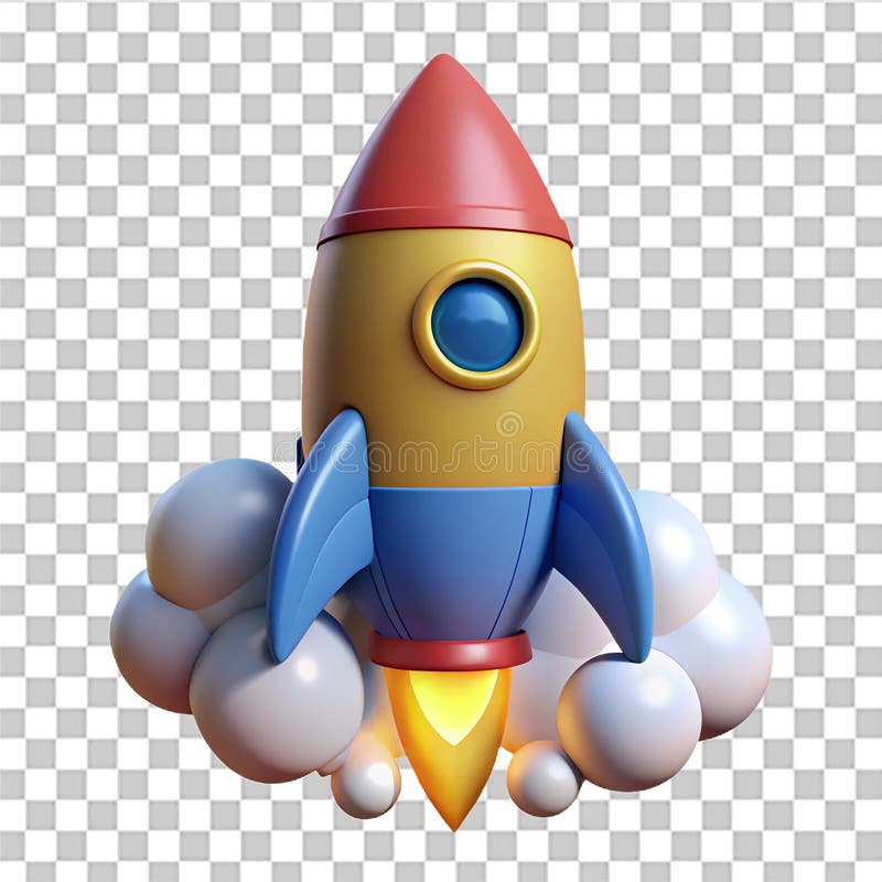 3D space rocket with smoke stock illustration. Illustration of graphic ...