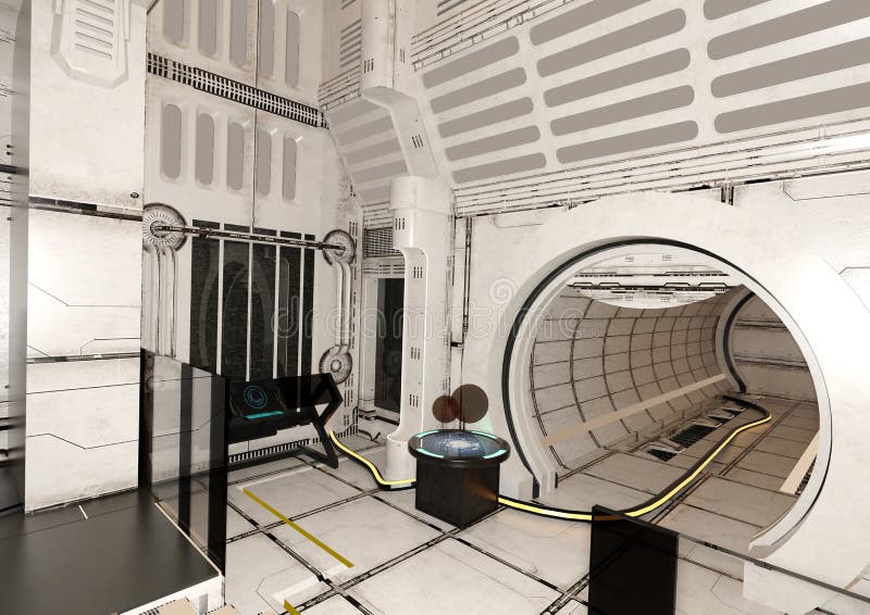 3D Rendering Space Ship Indoor Stock Illustration - Illustration of ...