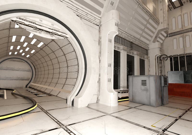 3D Rendering Space Ship Indoor Stock Illustration - Illustration of ...