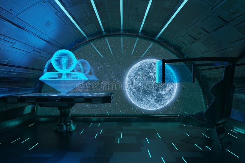 3D Rendering of Space, Spaceship Inside, View from Window of Stock ...