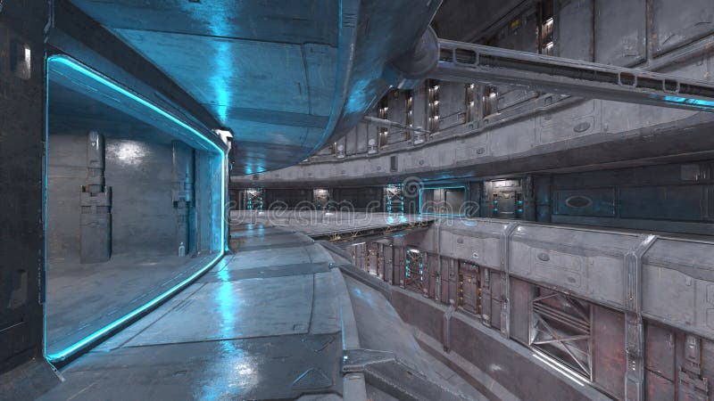 3D Rendering of the Space Station Passage Stock Illustration ...