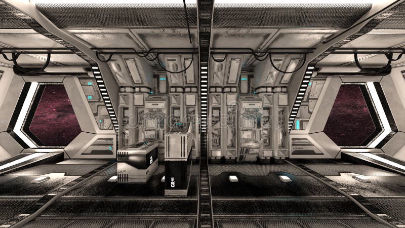 3D Rendering of the Spacecraft Inside Stock Illustration - Illustration ...