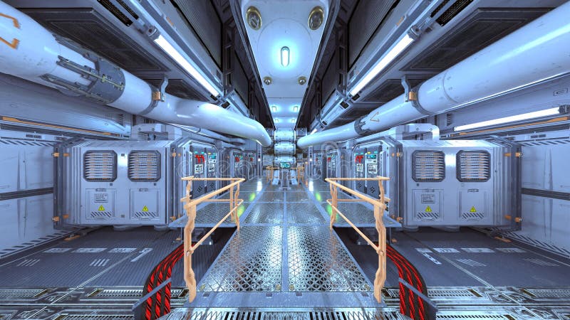 3D Rendering of the Spacecraft Inside Stock Illustration - Illustration ...