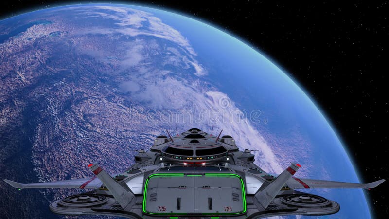 3D Rendering of a Spaceship and the Earth Stock Footage - Video of ...