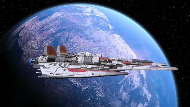 3D Rendering of a Spaceship and the Earth Stock Footage - Video of ...