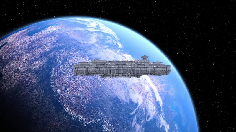 3D Rendering of a Spaceship and the Earth Stock Video - Video of ...