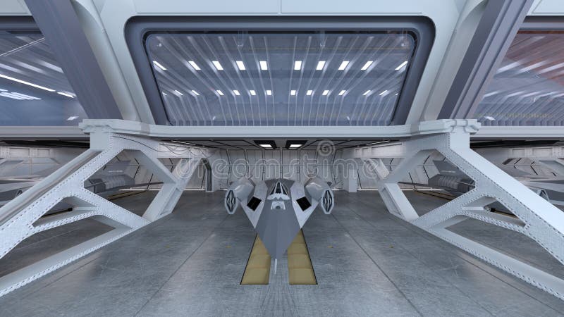 3D Rendering of the Spaceship Hangar Stock Illustration - Illustration ...