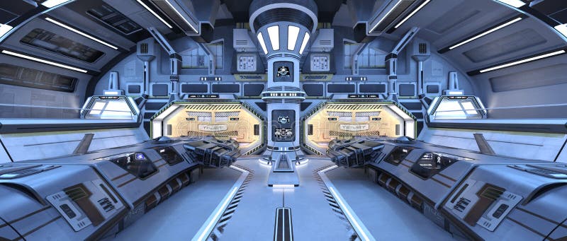 3D Rendering of the Spaceship Hangar Stock Illustration - Illustration ...