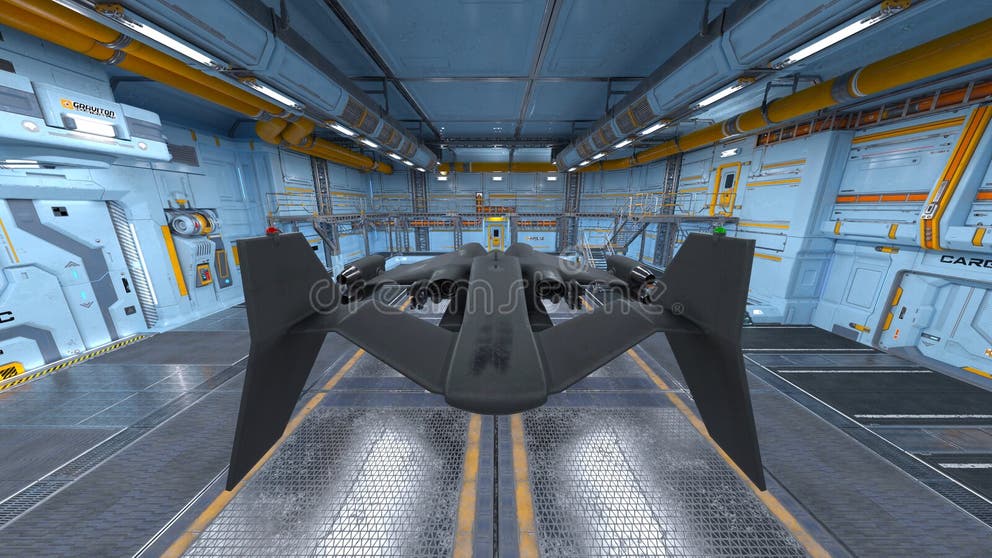 3D Rendering of the Spaceship Hangar Stock Illustration - Illustration ...