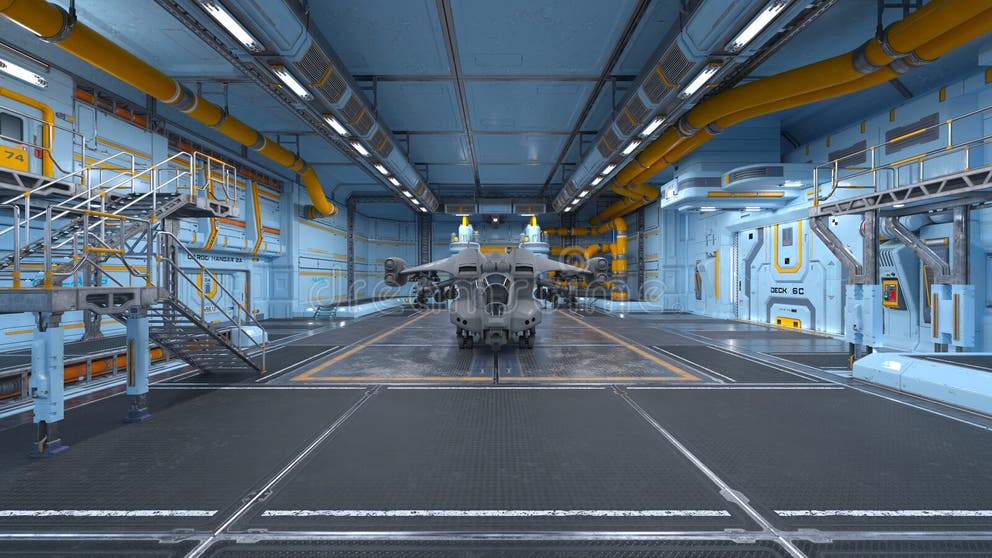 3D Rendering of the Spaceship Hangar Stock Image - Image of science ...